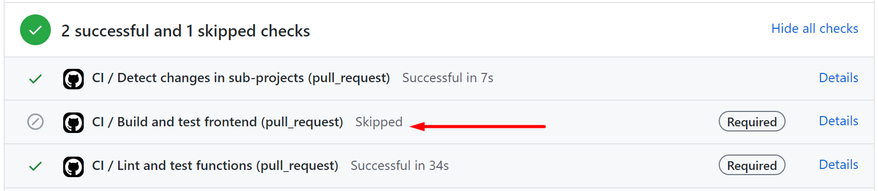 Skipped status check is shown as pending · Issue #2580 · microsoft/vscode-pull-request-github ...