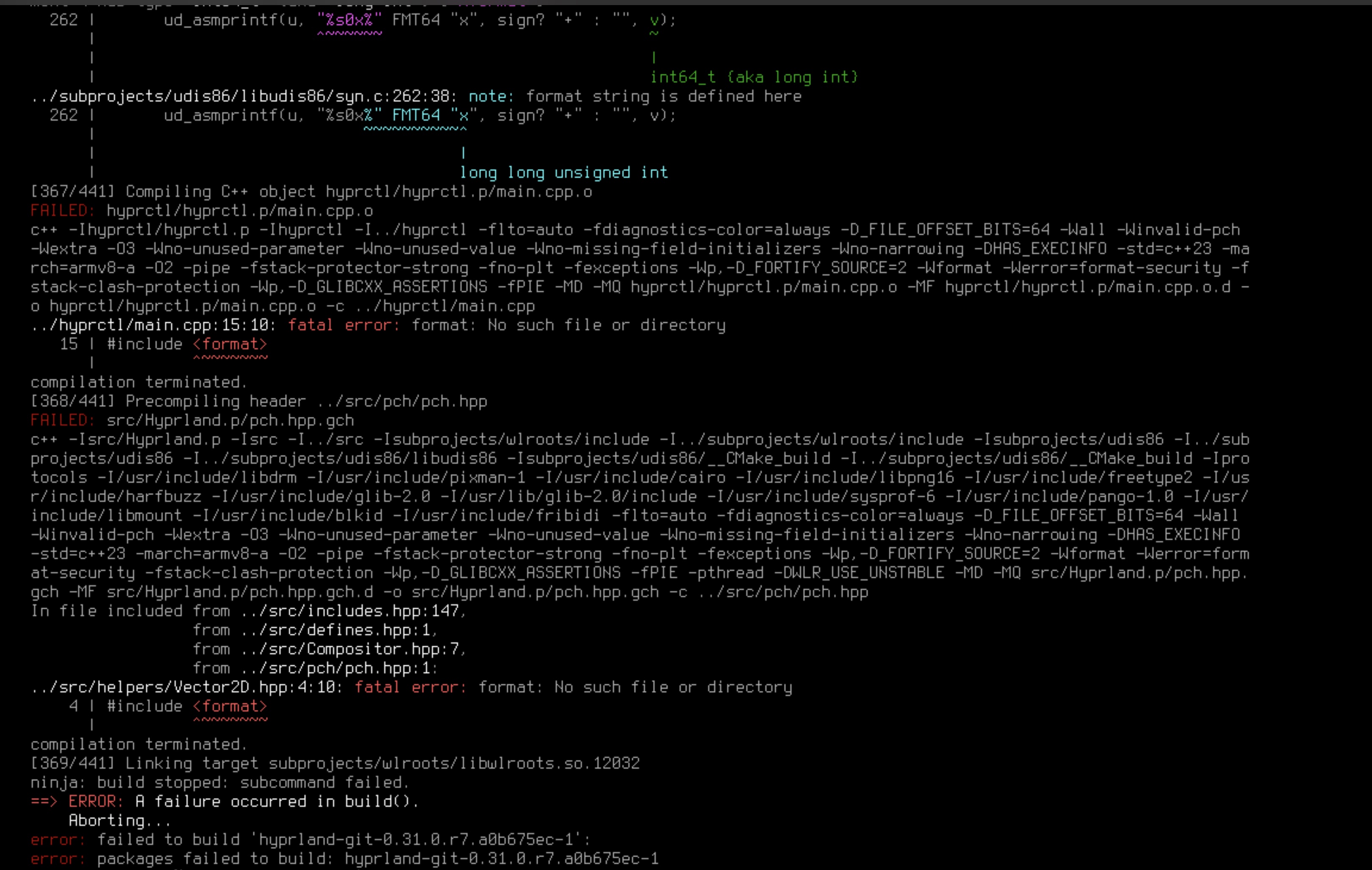 Failed to build hyprland-git · Issue #394 · prasanthrangan/hyprdots · GitHub