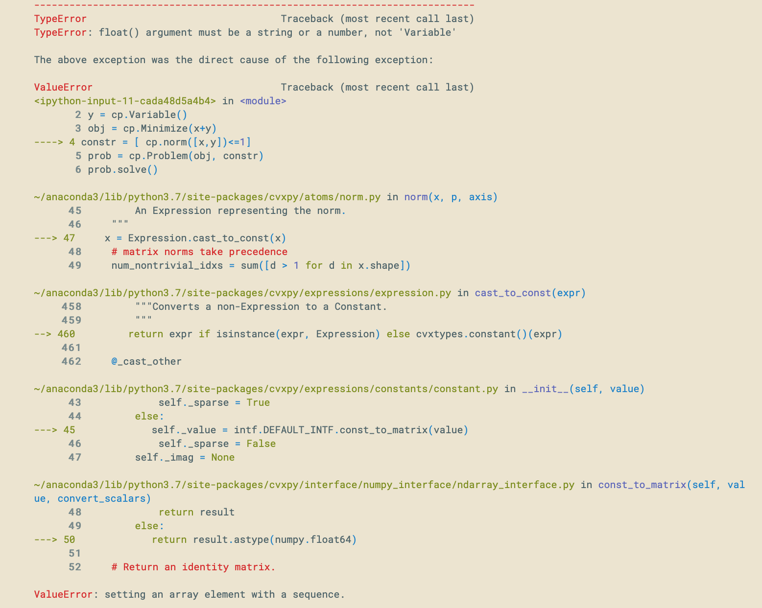 Better error messages for non-Expression input to CVXPY atoms. · Issue #1079 · cvxpy/cvxpy · GitHub