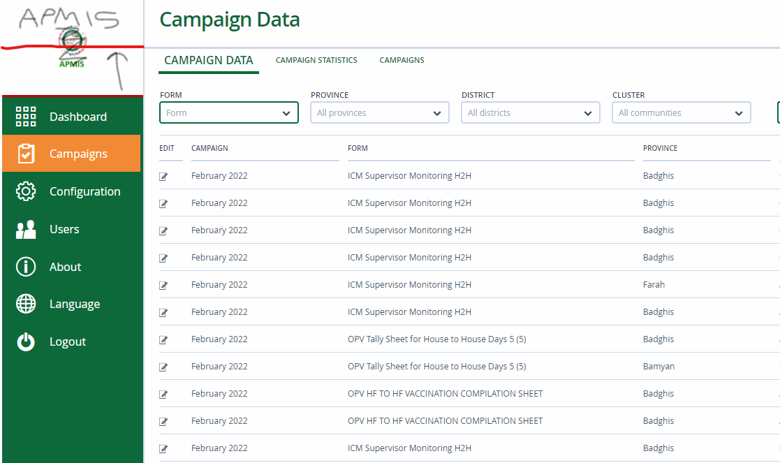 Adjust alignment of left menu, corner · Issue #109 · AFG-Polio-Data/APMIS-Project · GitHub