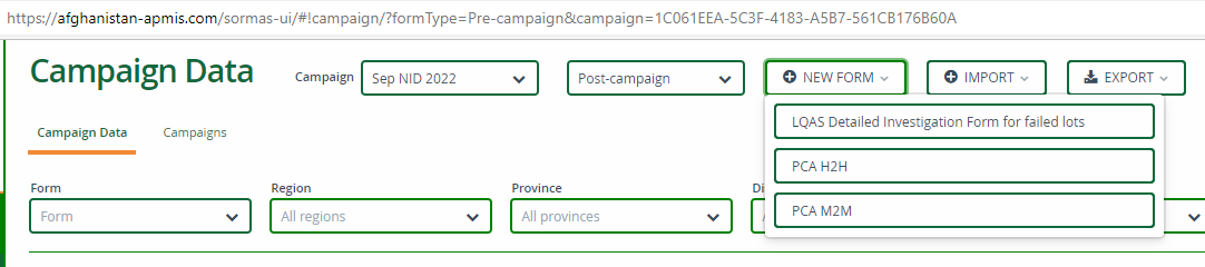New form button does not show any forms in dropdown · Issue #271 · AFG-Polio-Data/APMIS-Project ...