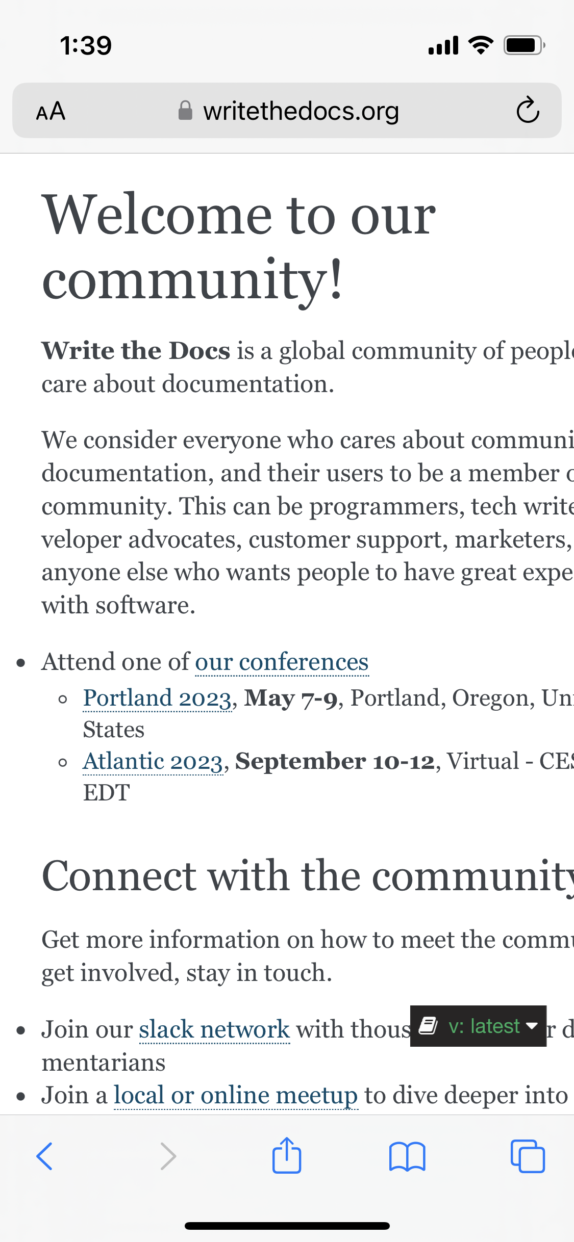 Add a site-map link to the home page for the mobile UX · Issue #1941 · writethedocs/www · GitHub