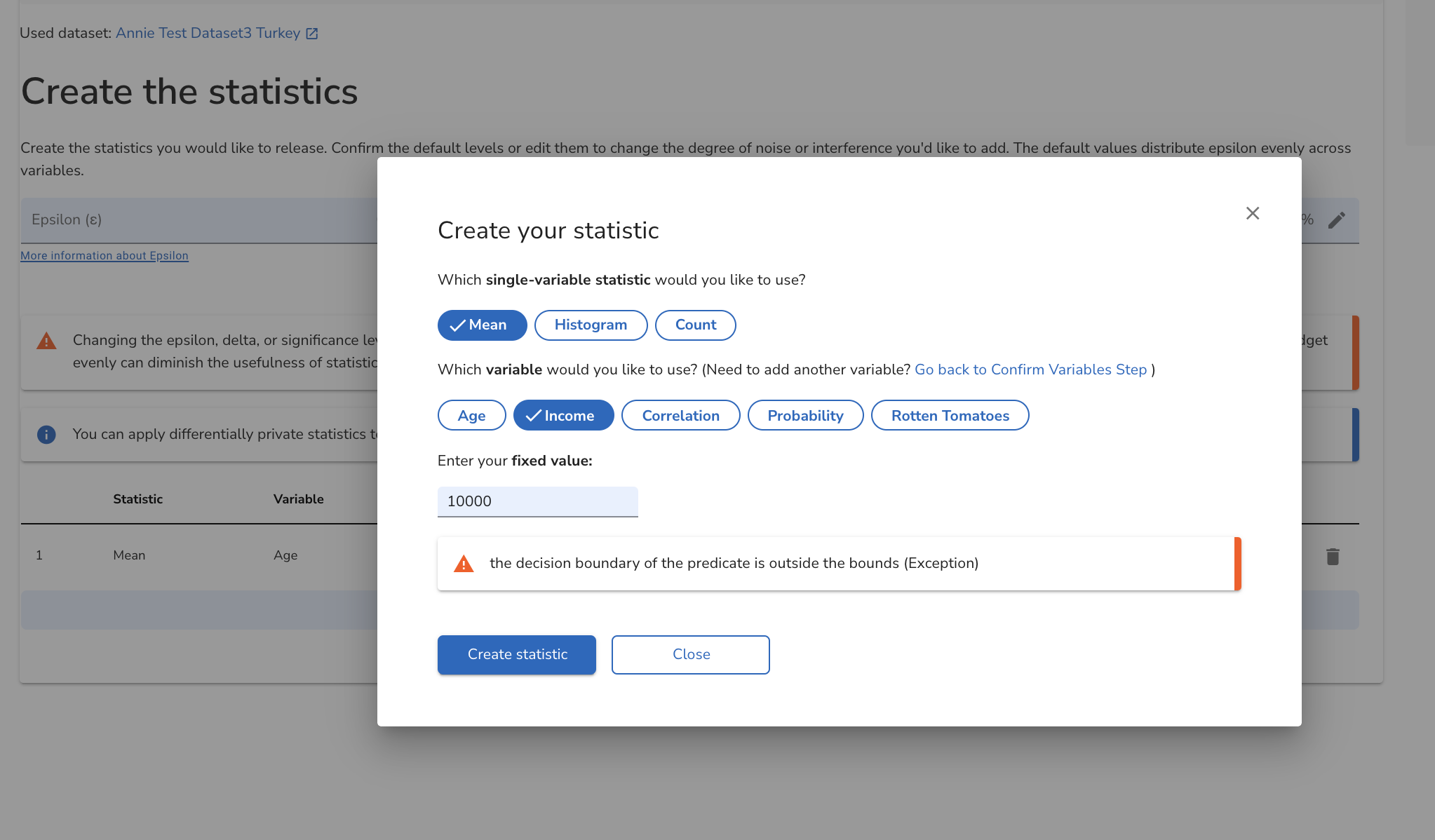 Error Messages On The Create Statistics Pop Up · Issue 458 · Opendpdpcreator · Github 4791