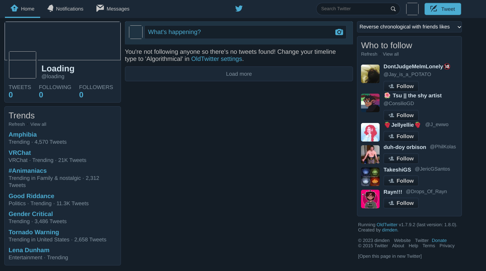 Profile won't load · Issue #530 · dimdenGD/OldTwitter · GitHub