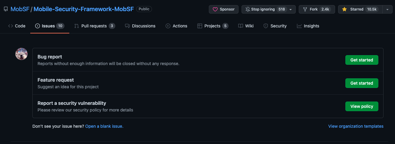 Add Issue Template · Issue #854 · intelowlproject/IntelOwl · GitHub
