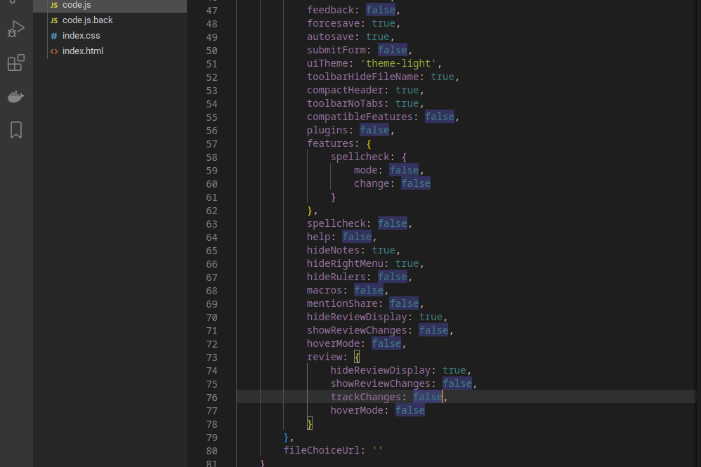 The track changes box is showing while editing even though I have turned it off in the config ...