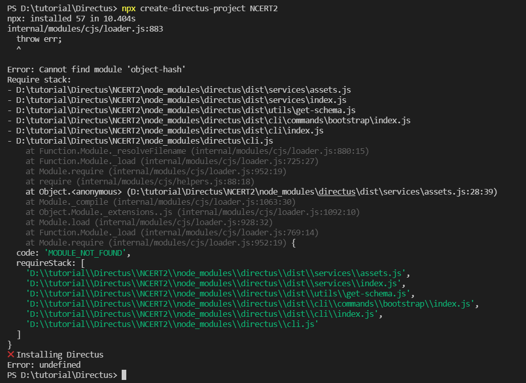 Npx Create Directus Project My Project Throwing Error · Issue 7037 · Directus Directus · Github