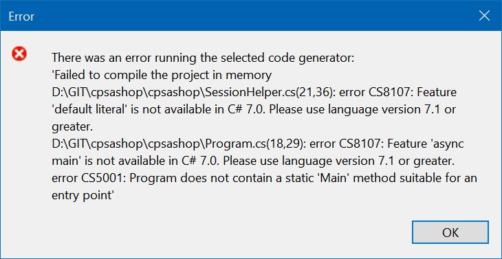 Scaffolding in-memory compilation does not respect project language version · Issue #923 ...