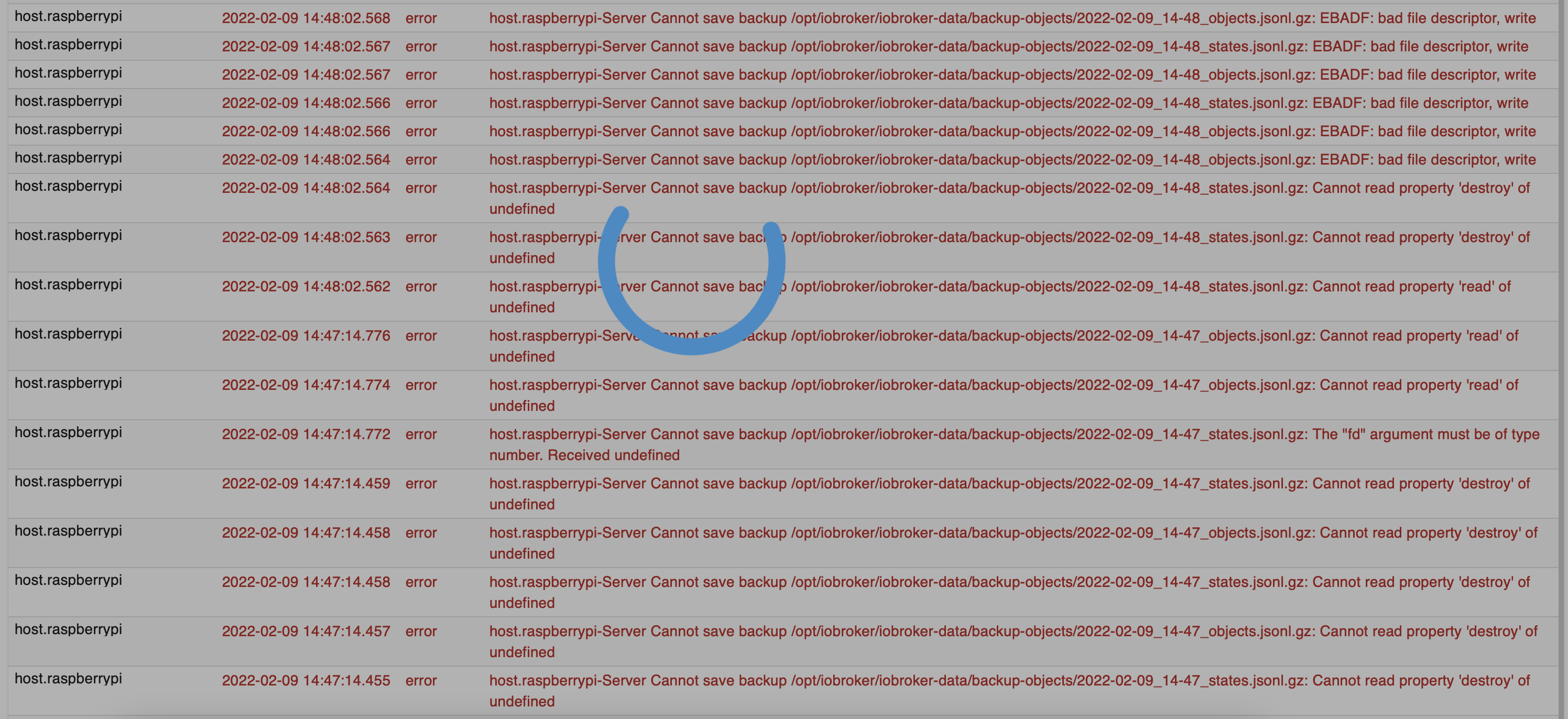 ERROR: Cannot save backup /opt/iobroker/iobroker-data/backup-objects · Issue #1779 · ioBroker ...