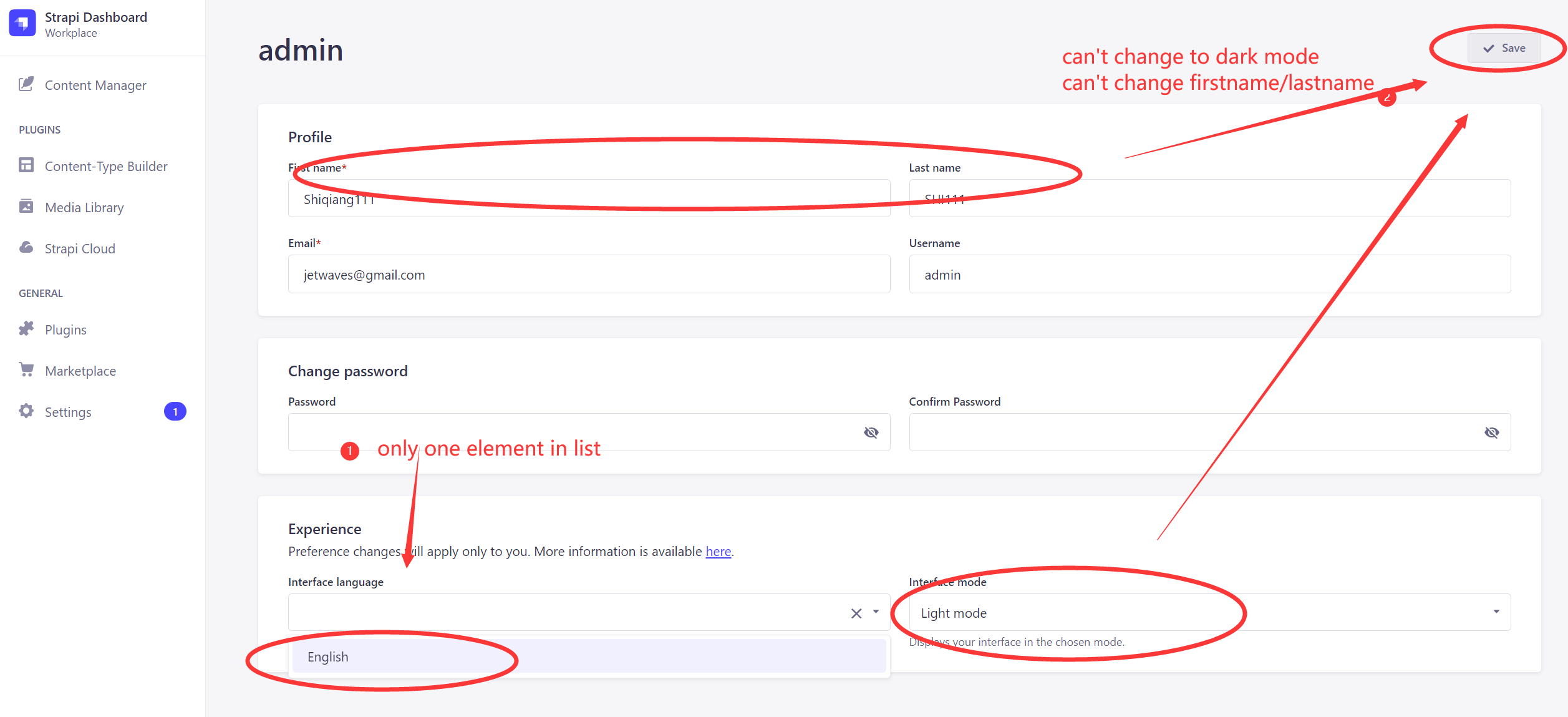 strapi Admin: /admin/me endpoint : Interface language show available language list, and unknown ...