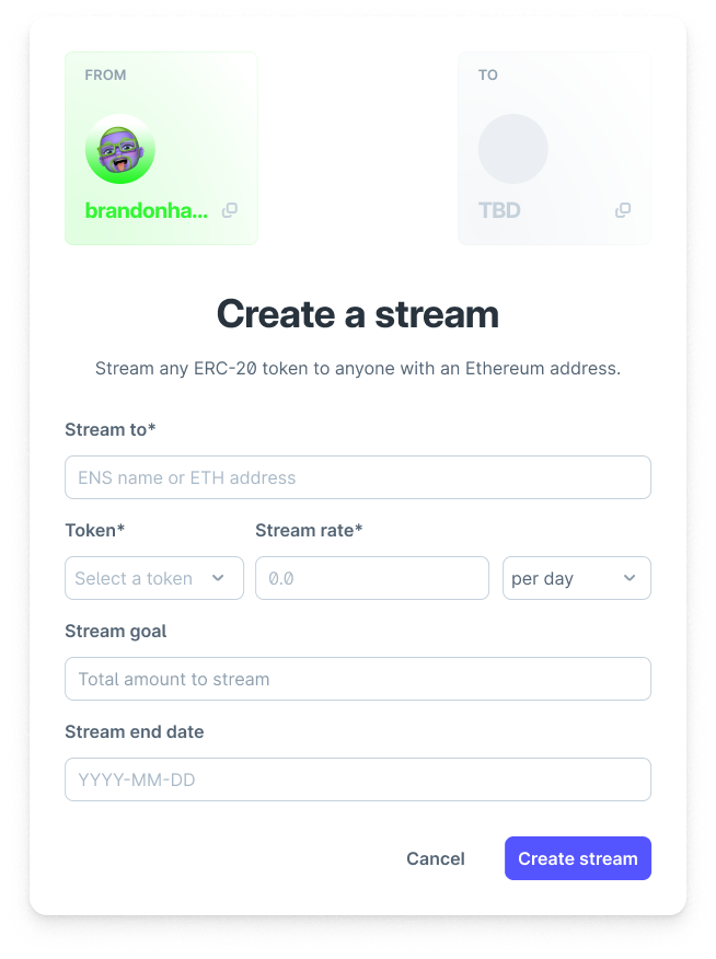 Create Stream flow · Issue #27 · drips-network/app · GitHub