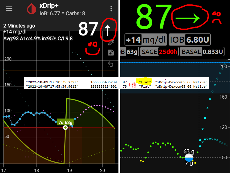 Trend arrow output via nightscout api -> data feed from xDrip+ REST-API ...