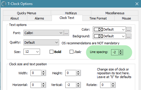 [Taskbar clock customization 1.2.1] Top/bottom line -> line spacing option like T-Clock (e.g ...
