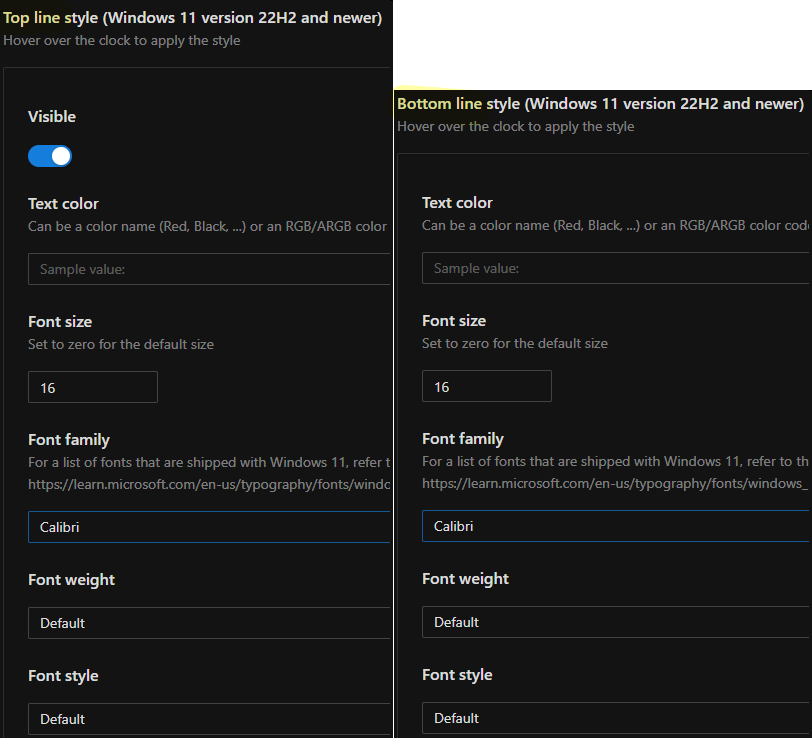 [Taskbar clock customization 1.2.1] Top/bottom line -> line spacing option like T-Clock (e.g ...