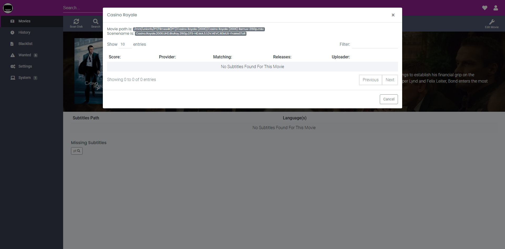 scenename: null , But other movies get the Scenename well ! [BUG] · Issue #1292 · morpheus65535 ...