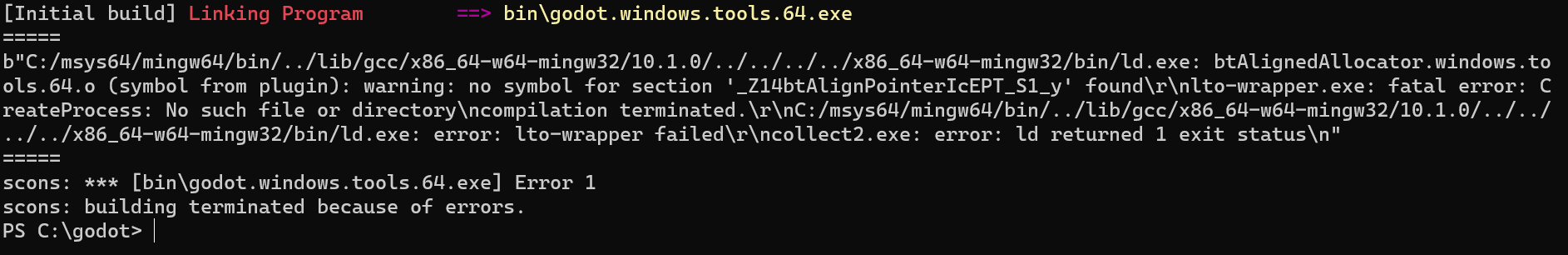 MinGW Linking Issues · Issue #39920 · godotengine/godot · GitHub