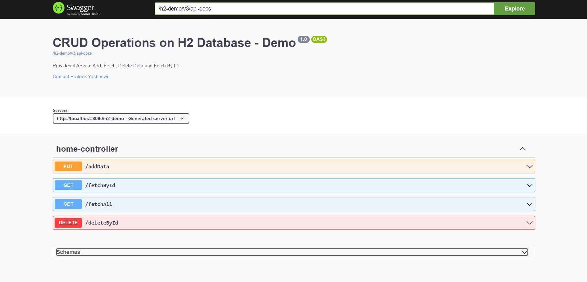 GitHub - Prateek-Yashaswi/Demo-Application-With-Spring-And-H2-Database