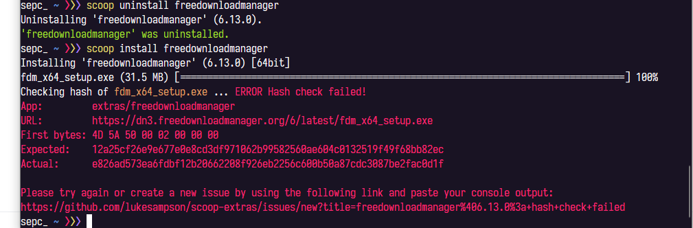 freedownloadmanager@6.13.0: hash check failed · Issue #5459 · ScoopInstaller/Extras · GitHub