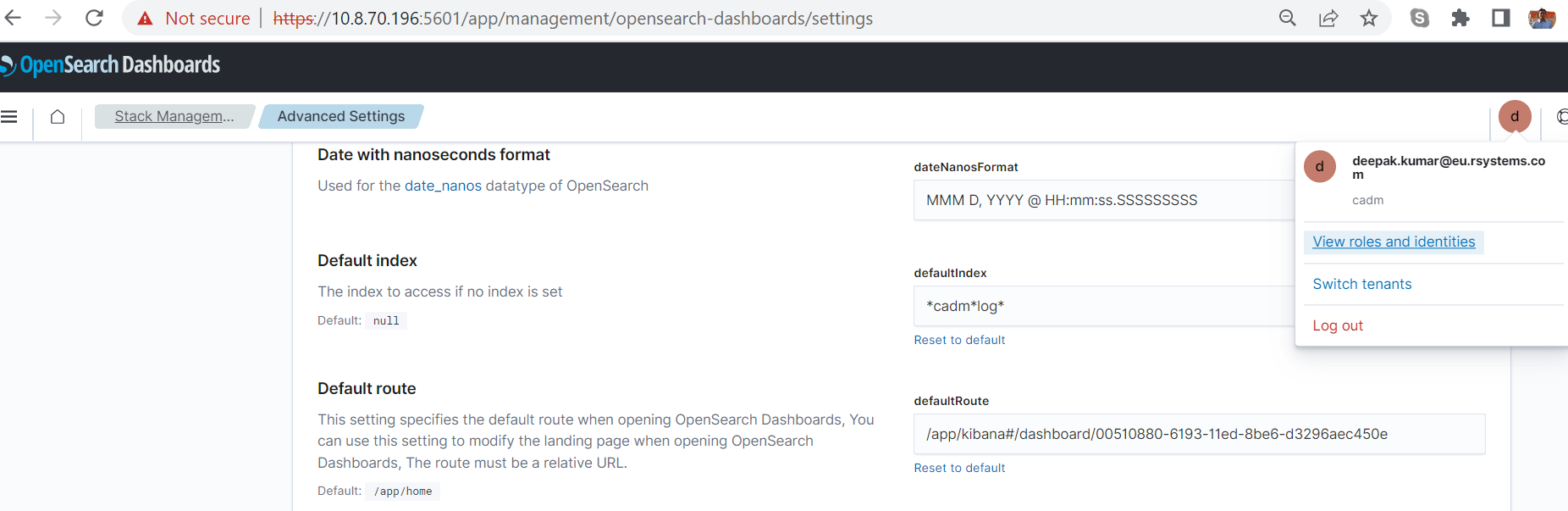 [BUG] Dashboard login landing page is not per defaultRoute if Global and Private tenants are ...