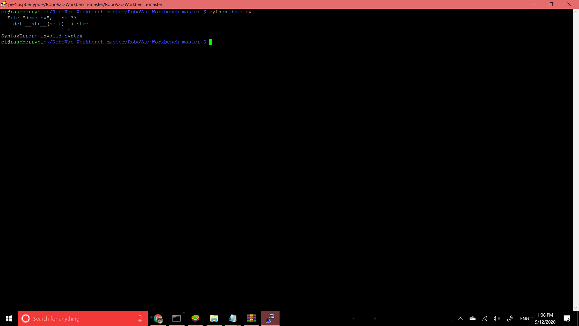 Syntax Error on L37 · Issue #1 · BnMcG/RoboVac-Workbench · GitHub