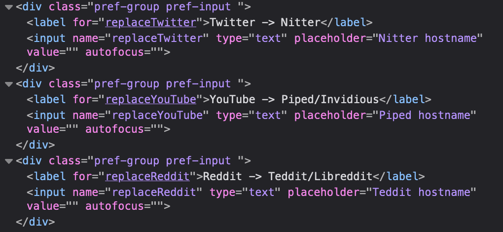 Preferences page — form: label/input for/id relation missing · Issue #1003 · zedeus/nitter · GitHub