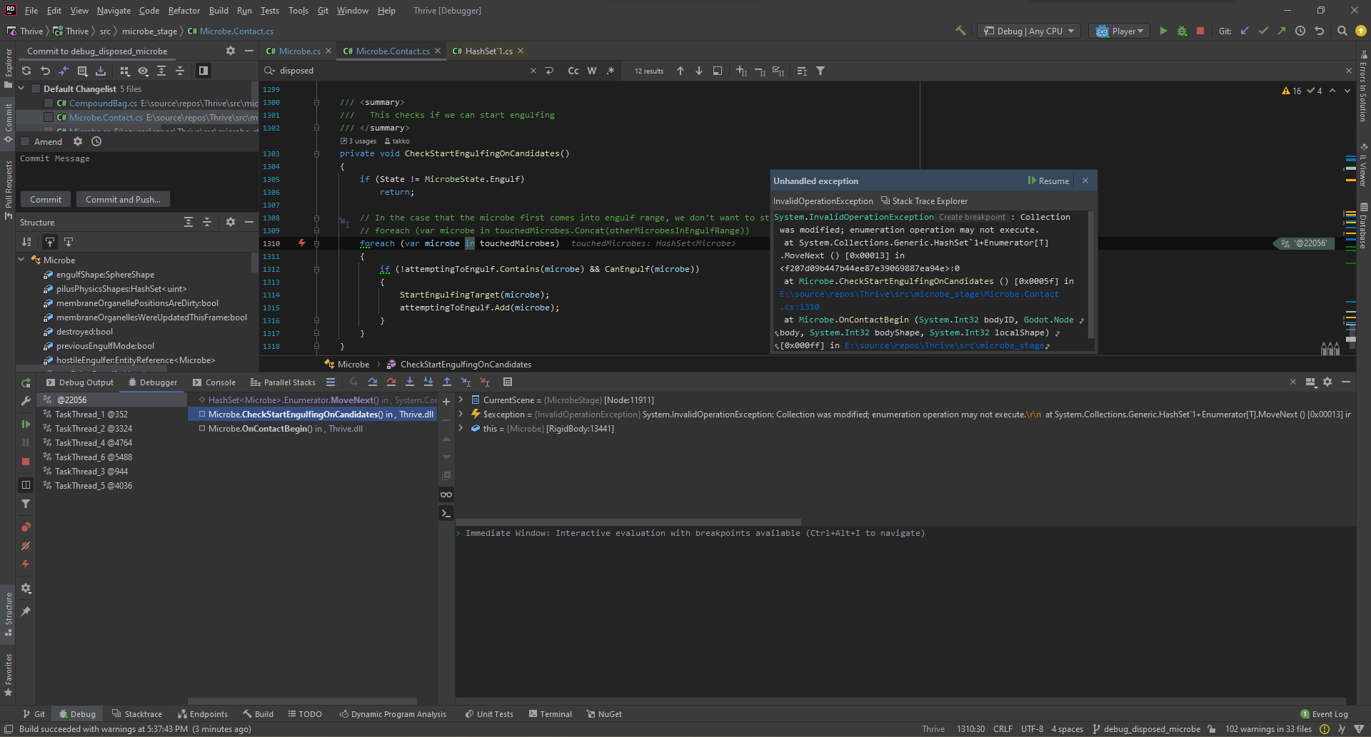 Multithreading crash when engulfing · Issue #3291 · Revolutionary-Games/Thrive · GitHub