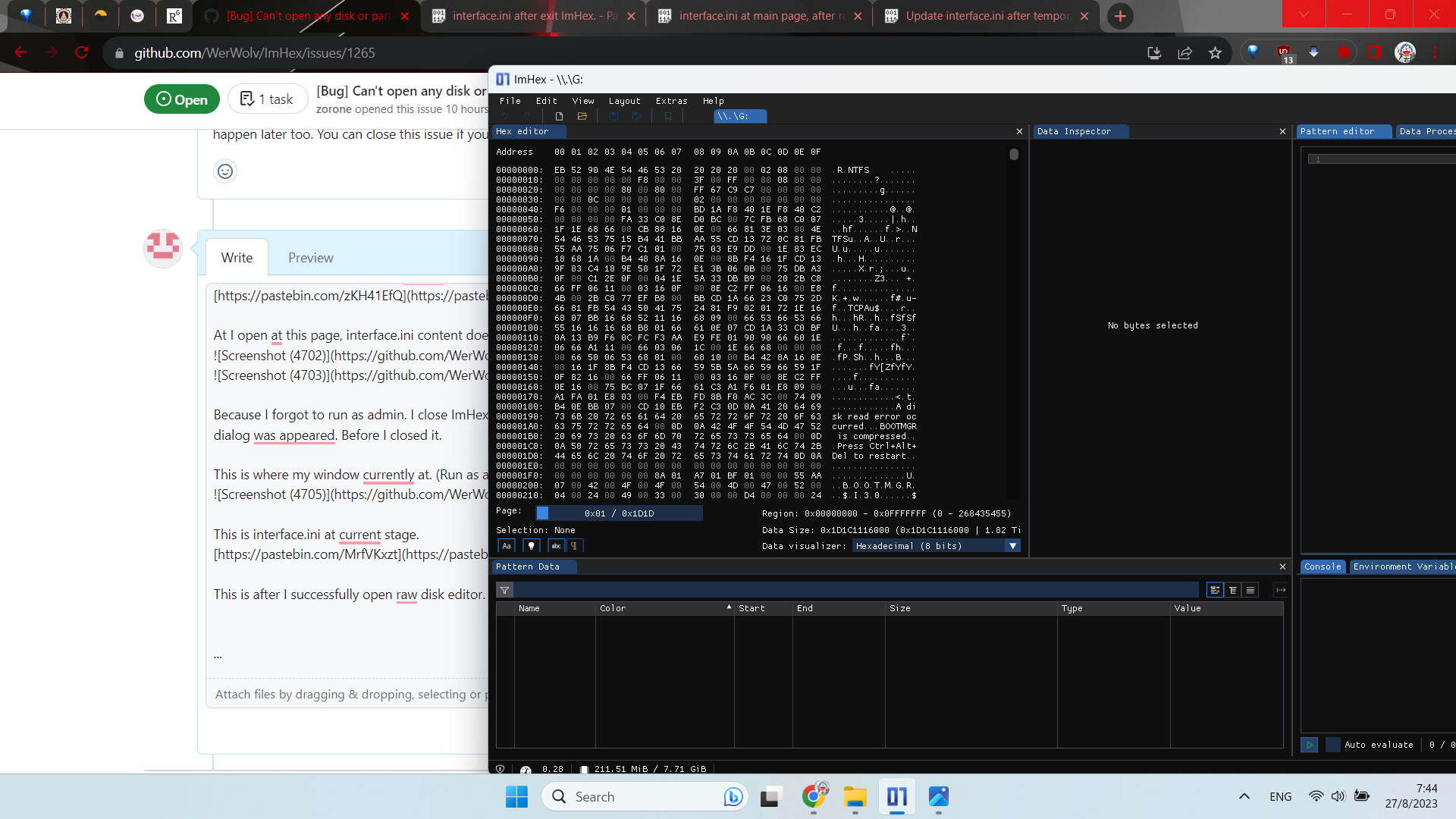 [Bug] Can't open any disk or partition · Issue #1265 · WerWolv/ImHex · GitHub