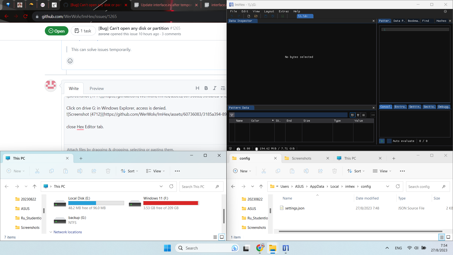 [Bug] Can't open any disk or partition · Issue #1265 · WerWolv/ImHex · GitHub
