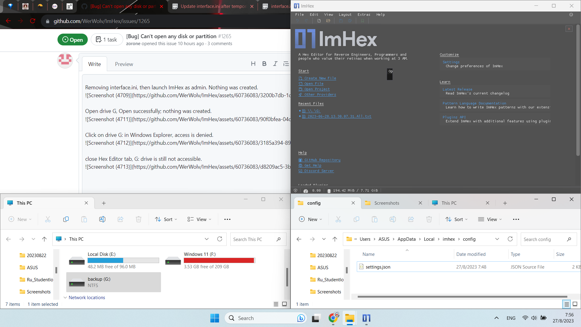 [Bug] Can't open any disk or partition · Issue #1265 · WerWolv/ImHex · GitHub
