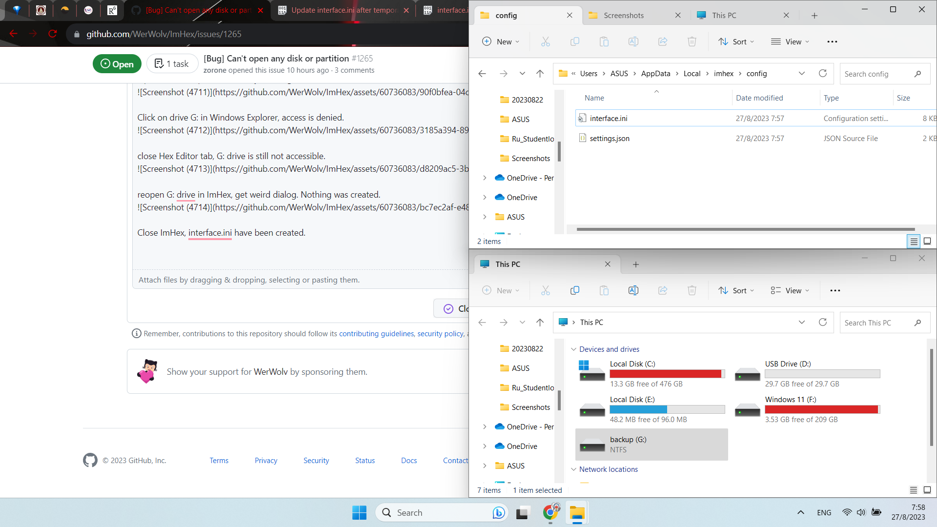 [Bug] Can't open any disk or partition · Issue #1265 · WerWolv/ImHex · GitHub