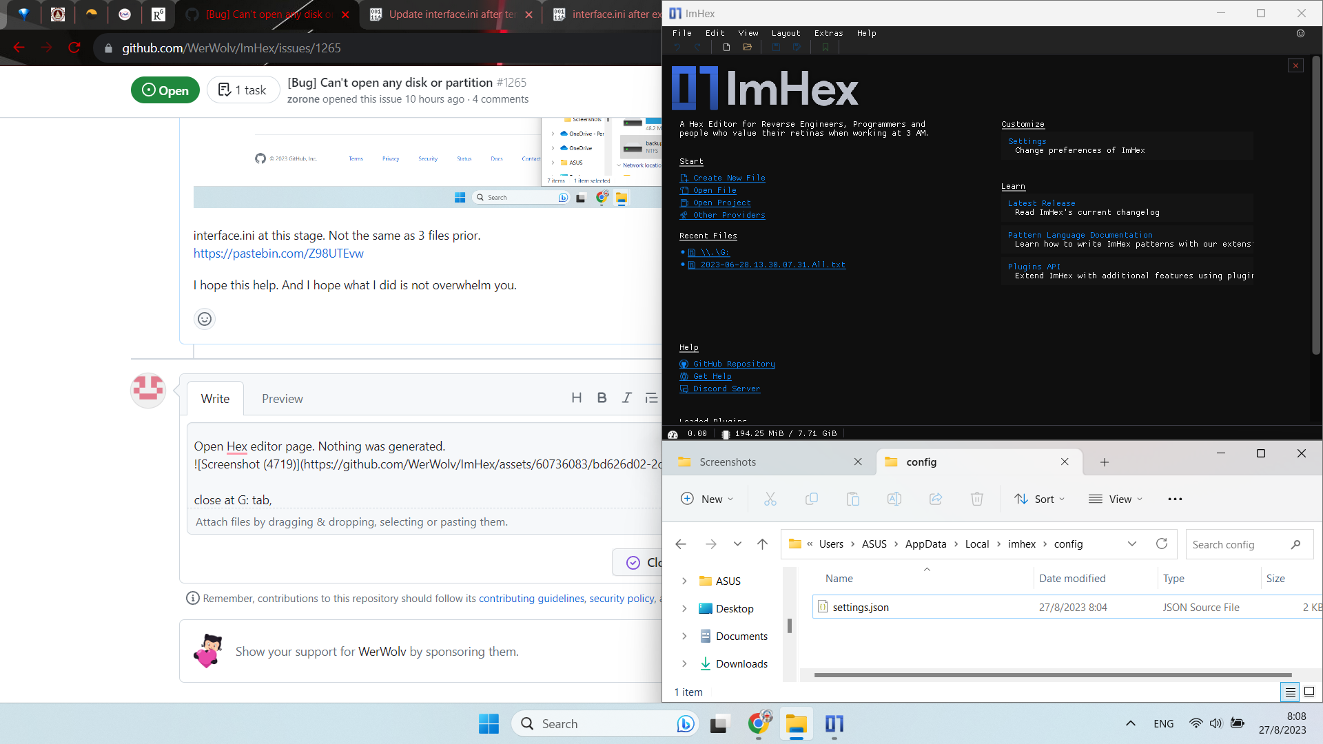 [Bug] Can't open any disk or partition · Issue #1265 · WerWolv/ImHex · GitHub