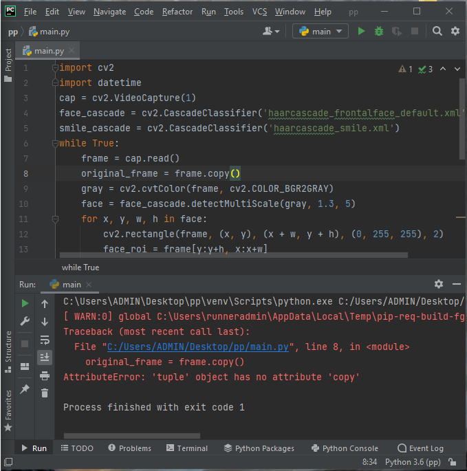 attribute error · Issue #1 · ProgrammingHero1/selfie_star · GitHub