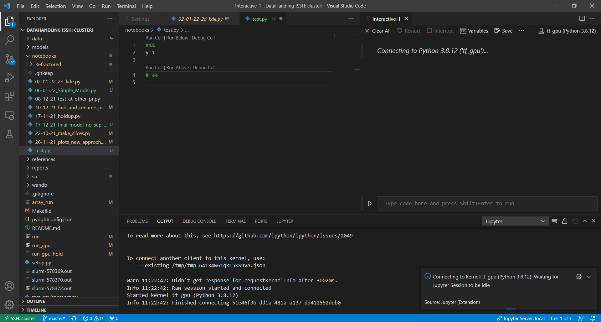 Trying to use jupyter interactive on ssh connection but kernel connects ...