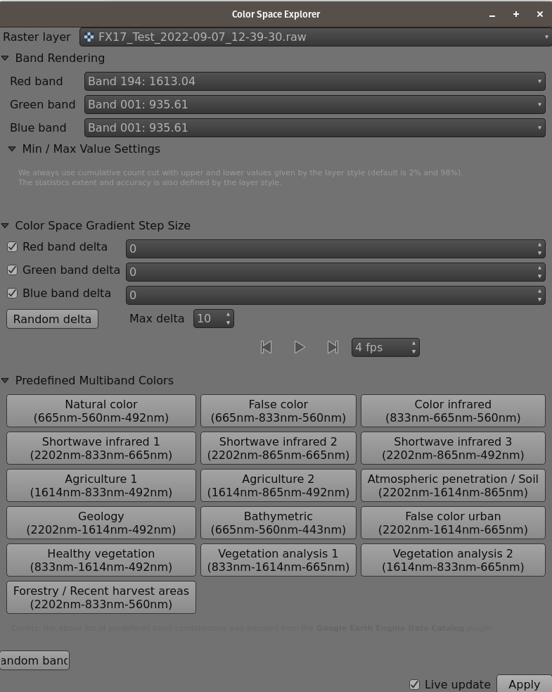 Color Space Explorer: customize Predefined Multiband Colors Create issue · Issue #23 · EnMAP-Box ...
