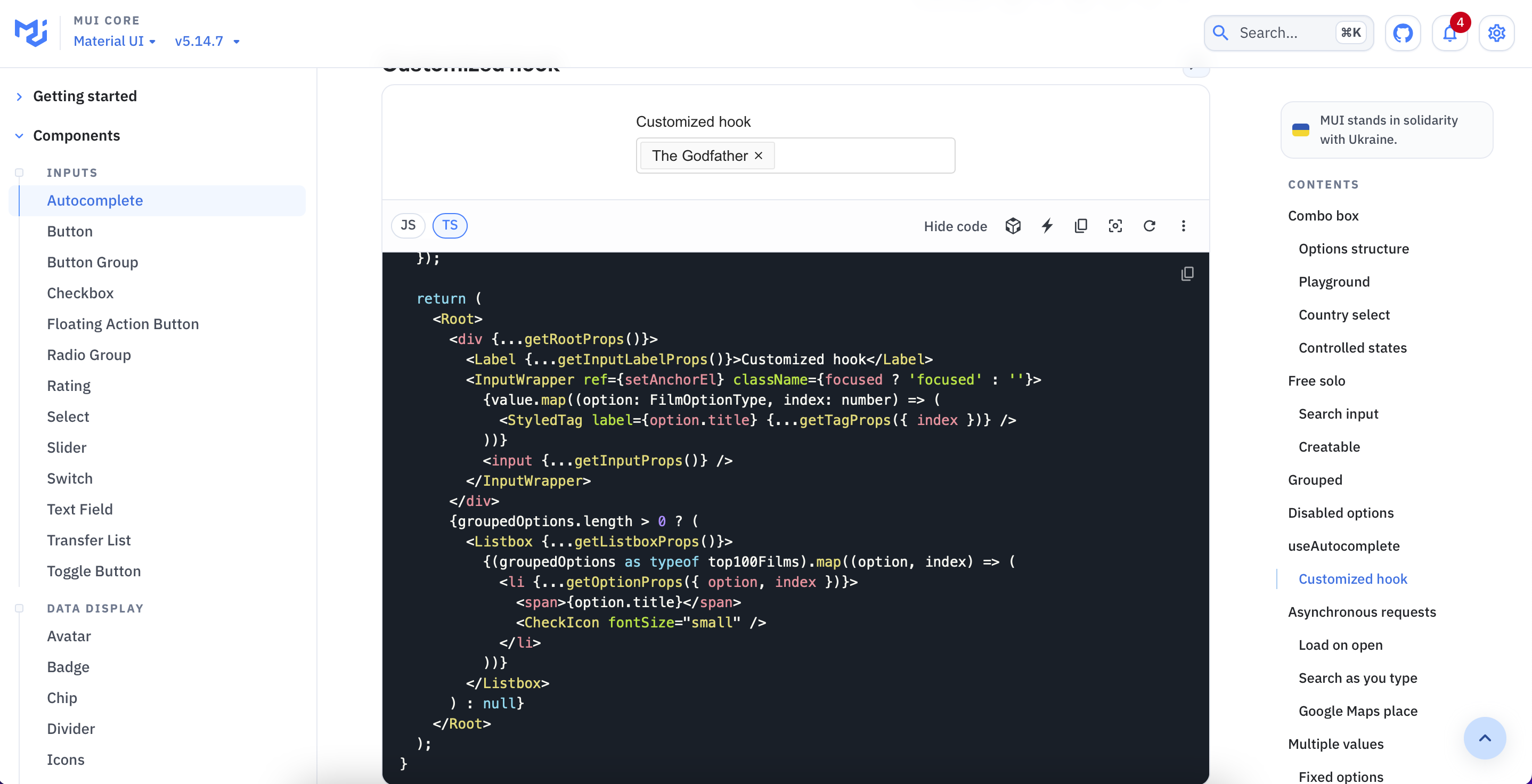 [docs-infra] TS versions of code is missing from docs · Issue #38706 · mui/material-ui · GitHub