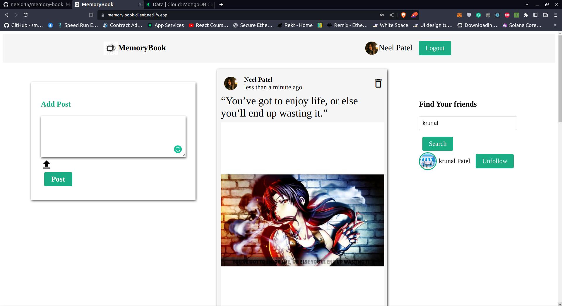 GitHub - neel045/memory-book: MemoryBook is a social media app