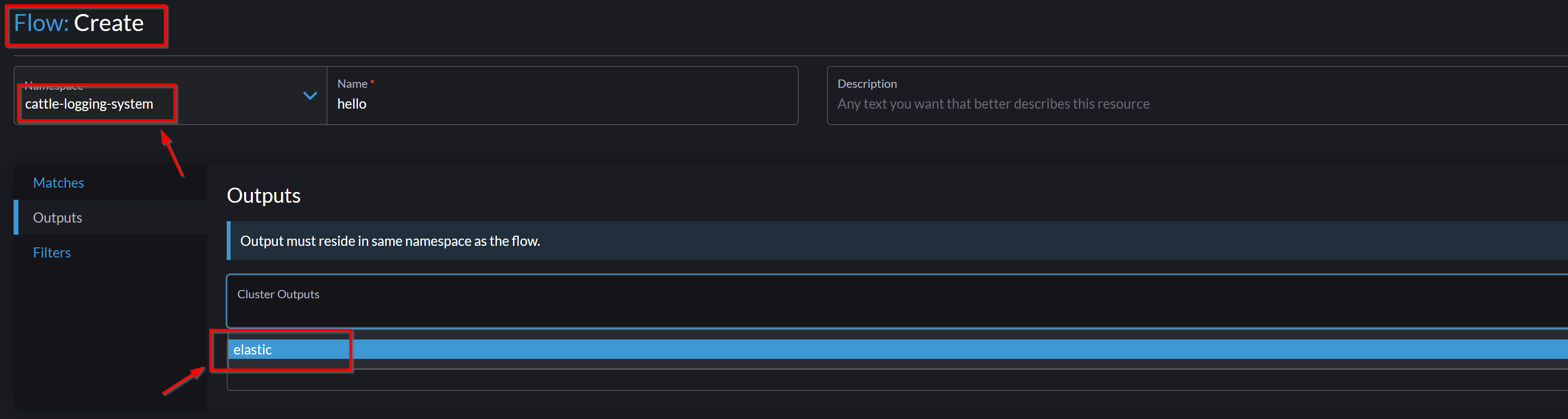 Rancher Logging v2 - UI - In the UI Form for a Flow Object that is not in the cattle-logging ...
