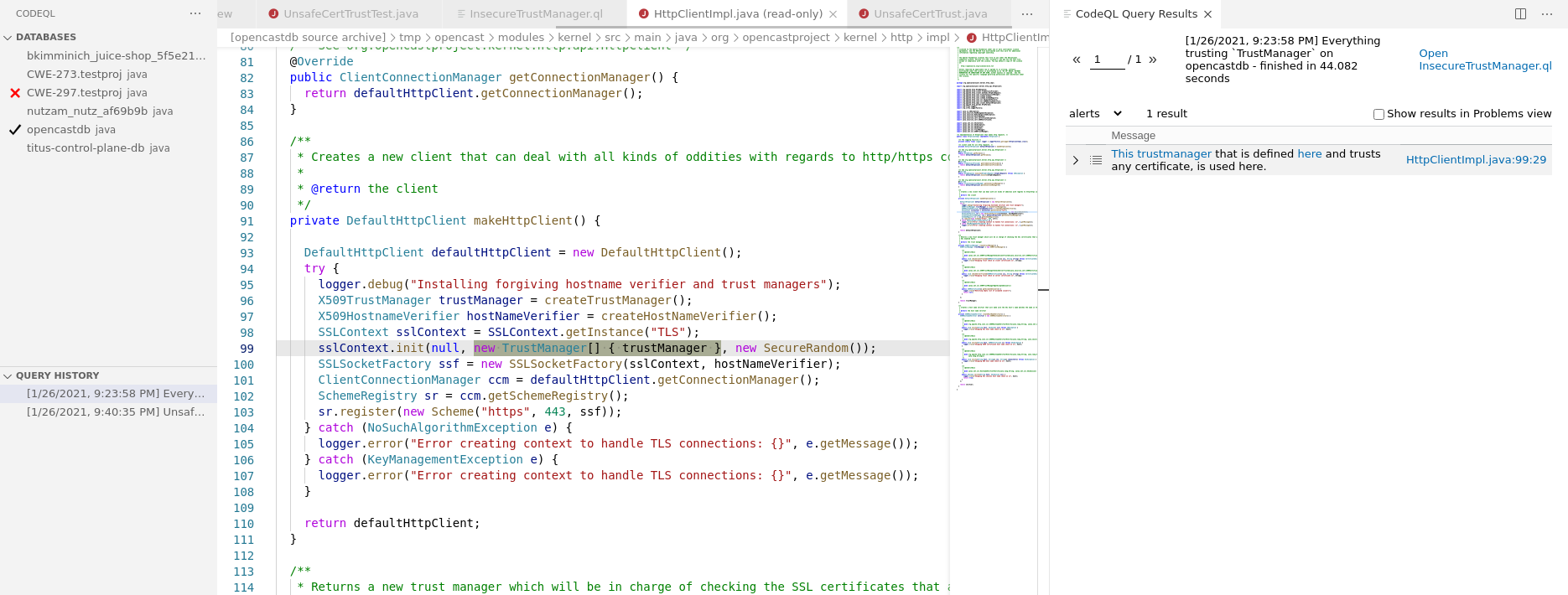 [java] Cwe 295 Insecure Trustmanager Mitm · Issue 222 · Github Securitylab · Github