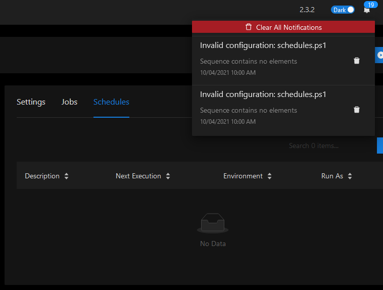 Schedule disappeared - Getting error in notificaiton bar · Issue #538 · ironmansoftware ...