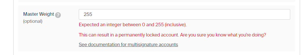 Build Transaction UI shows error message when setting Threshold or ...