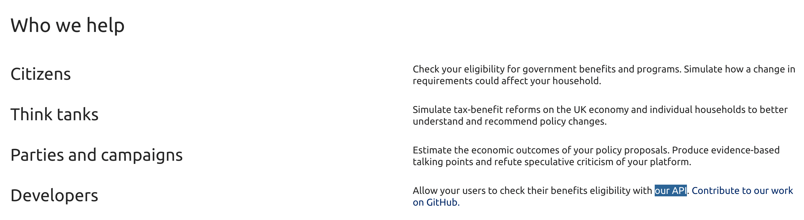 Link API documentation on homepage · Issue #615 · PolicyEngine/policyengine · GitHub