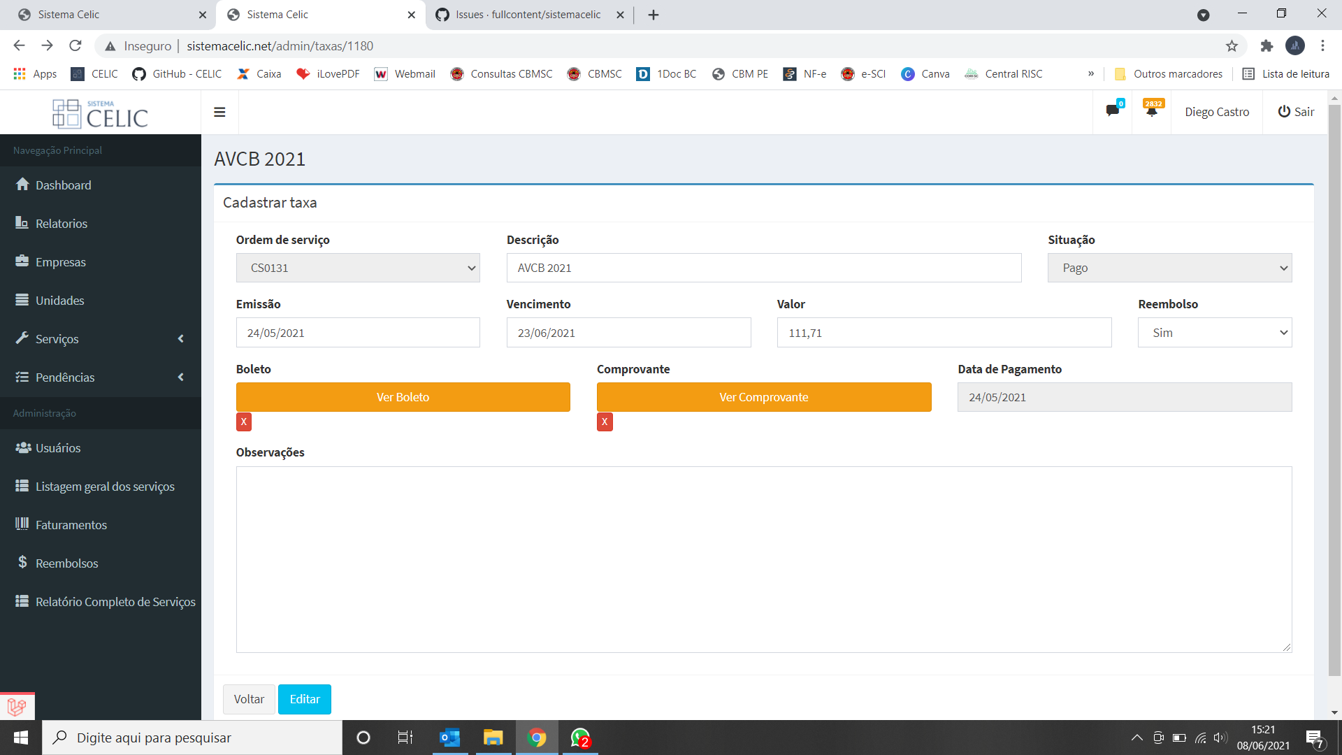 Erro reembolso · Issue #165 · fullcontent/sistemacelic · GitHub