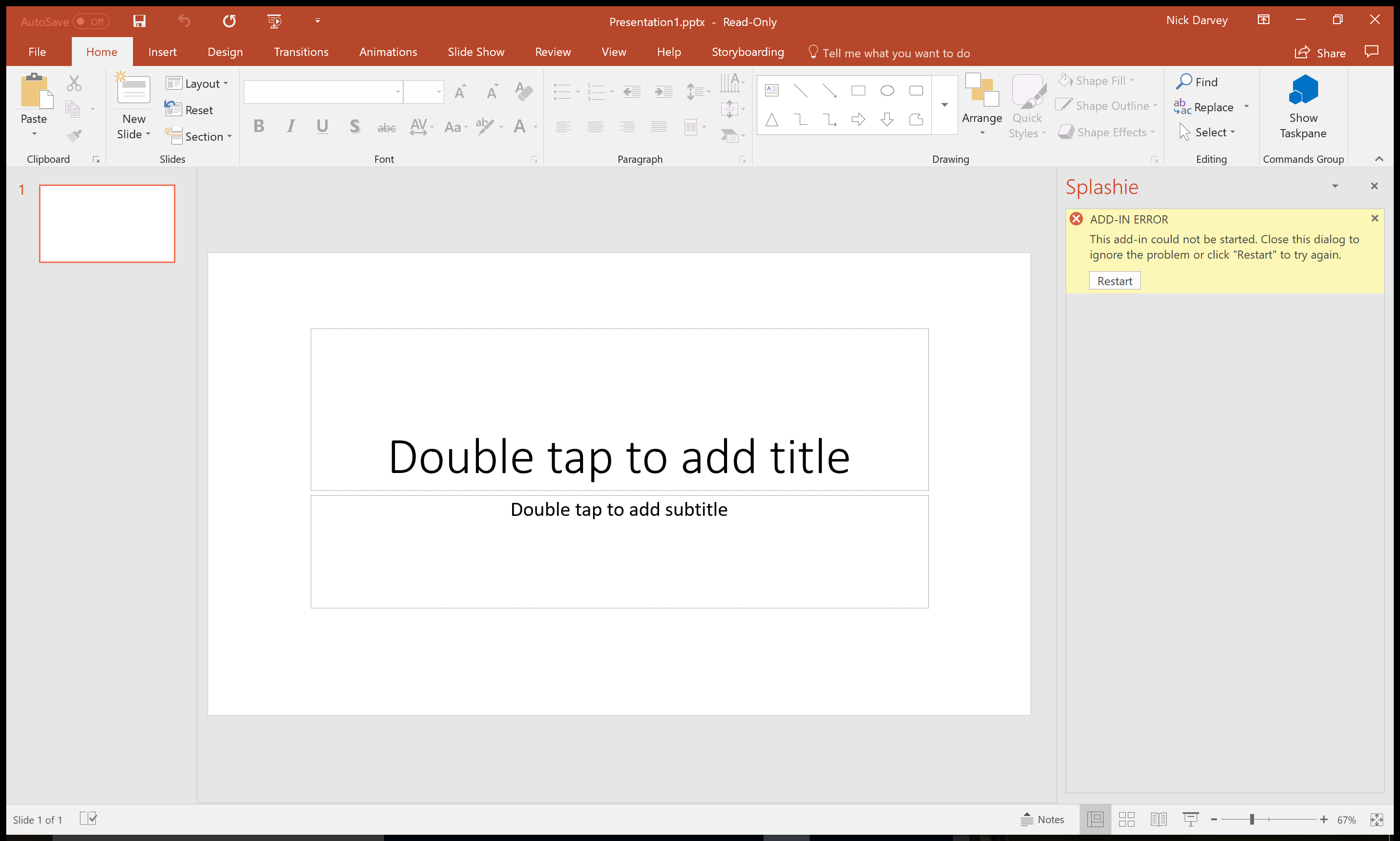 New PowerPoint Add-in project gives me a 'This add-in could not be ...