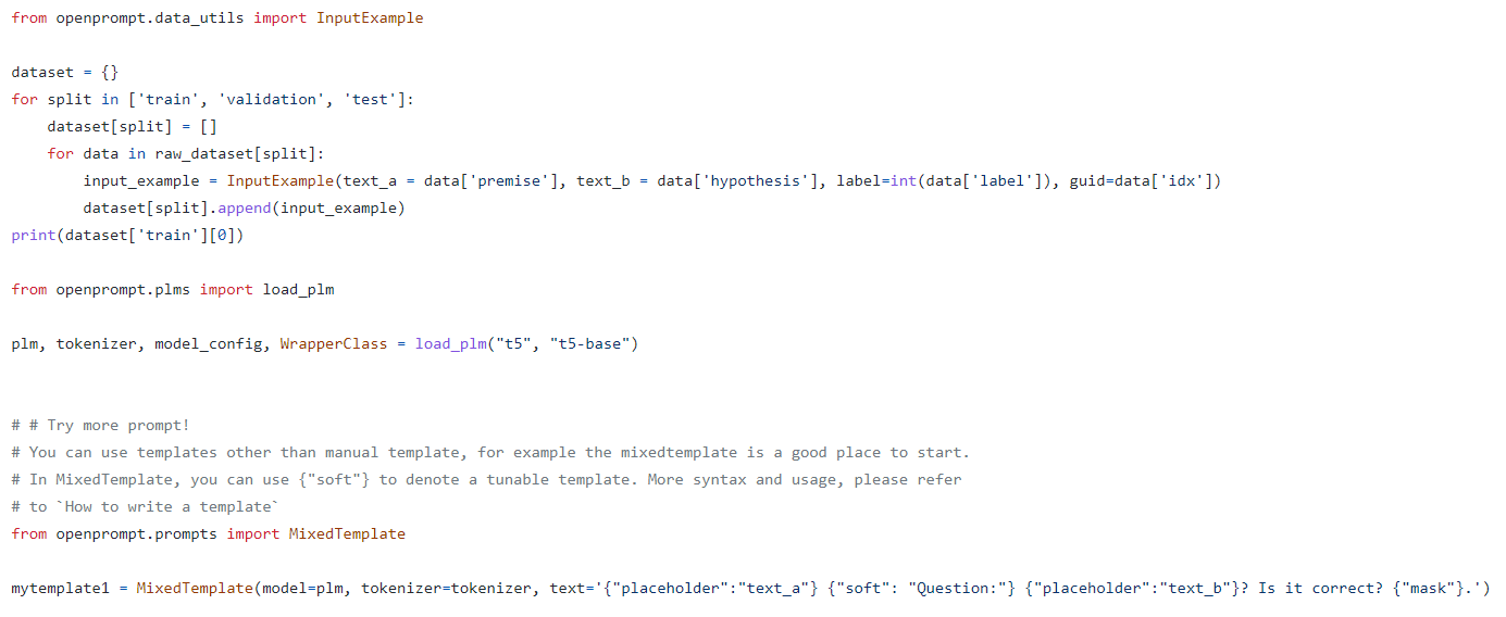 mix_template 如何引入多个可变的text来初始化？ · Issue #112 · thunlp/OpenPrompt · GitHub