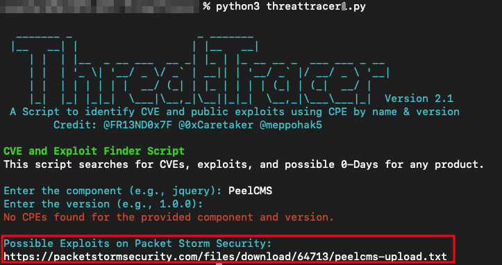 GitHub - anmolksachan/ThreatTracer: ThreatTracer - A python Script to identify CVE by name ...