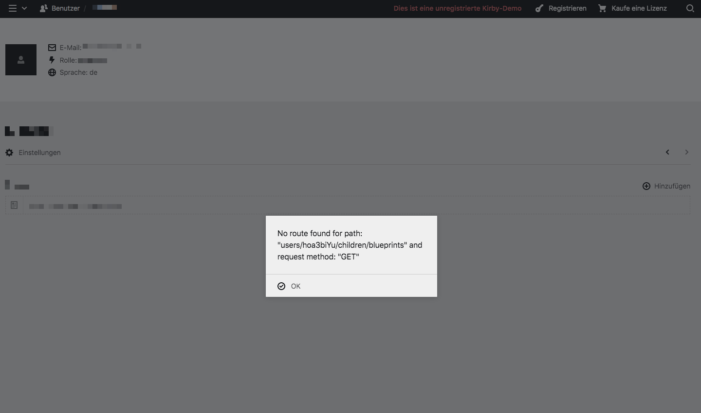 [Panel] User page section can't create new page (no route) · Issue #2771 · getkirby/kirby · GitHub