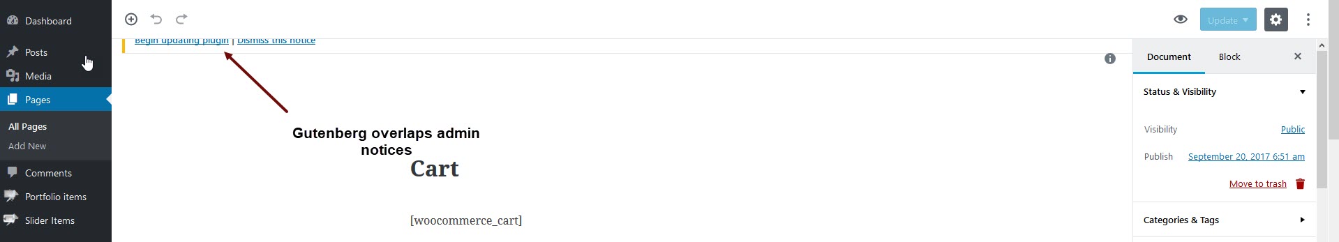 Overlap admin notification messages · Issue #3168 · WordPress/gutenberg · GitHub