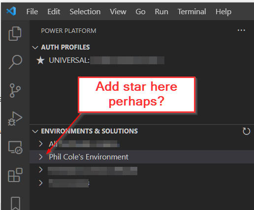 Add indication of currently selected environment · Issue #258 · microsoft/powerplatform-vscode ...