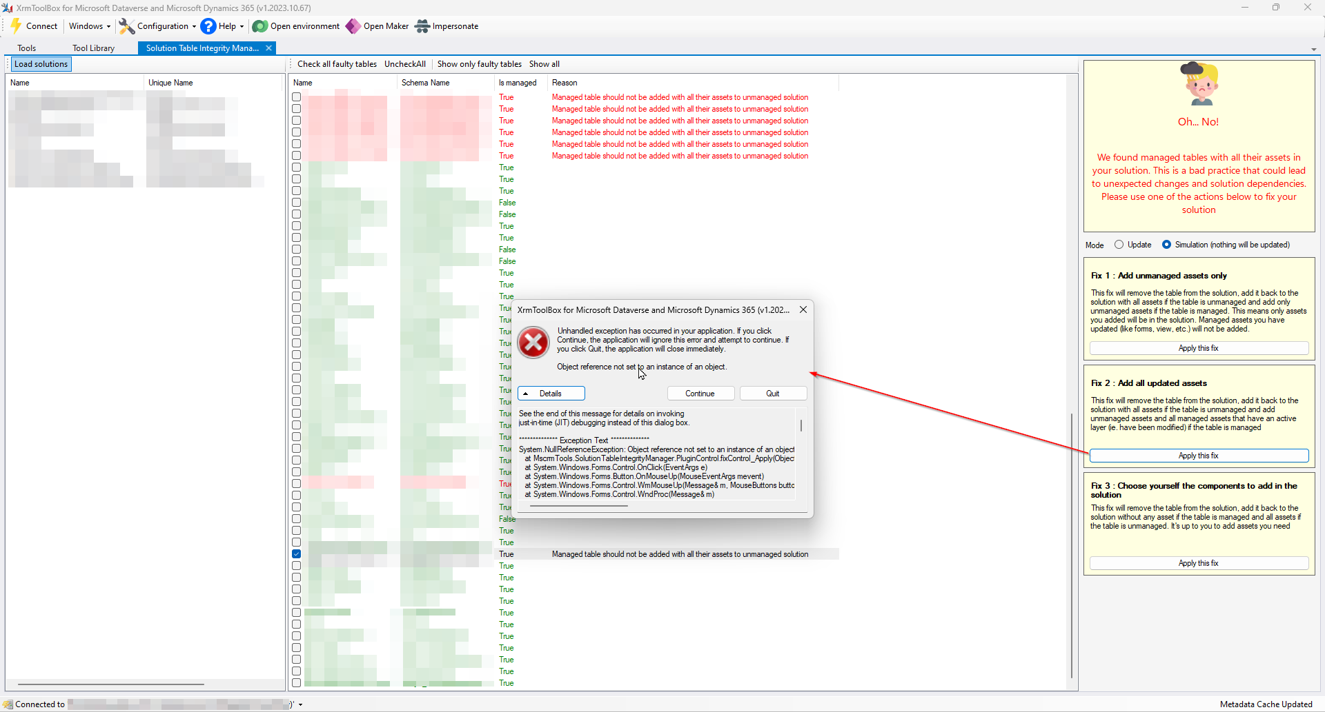 Crash when pressing 'Fix 2' in Simulation mode. · Issue #2 · MscrmTools/MscrmTools ...