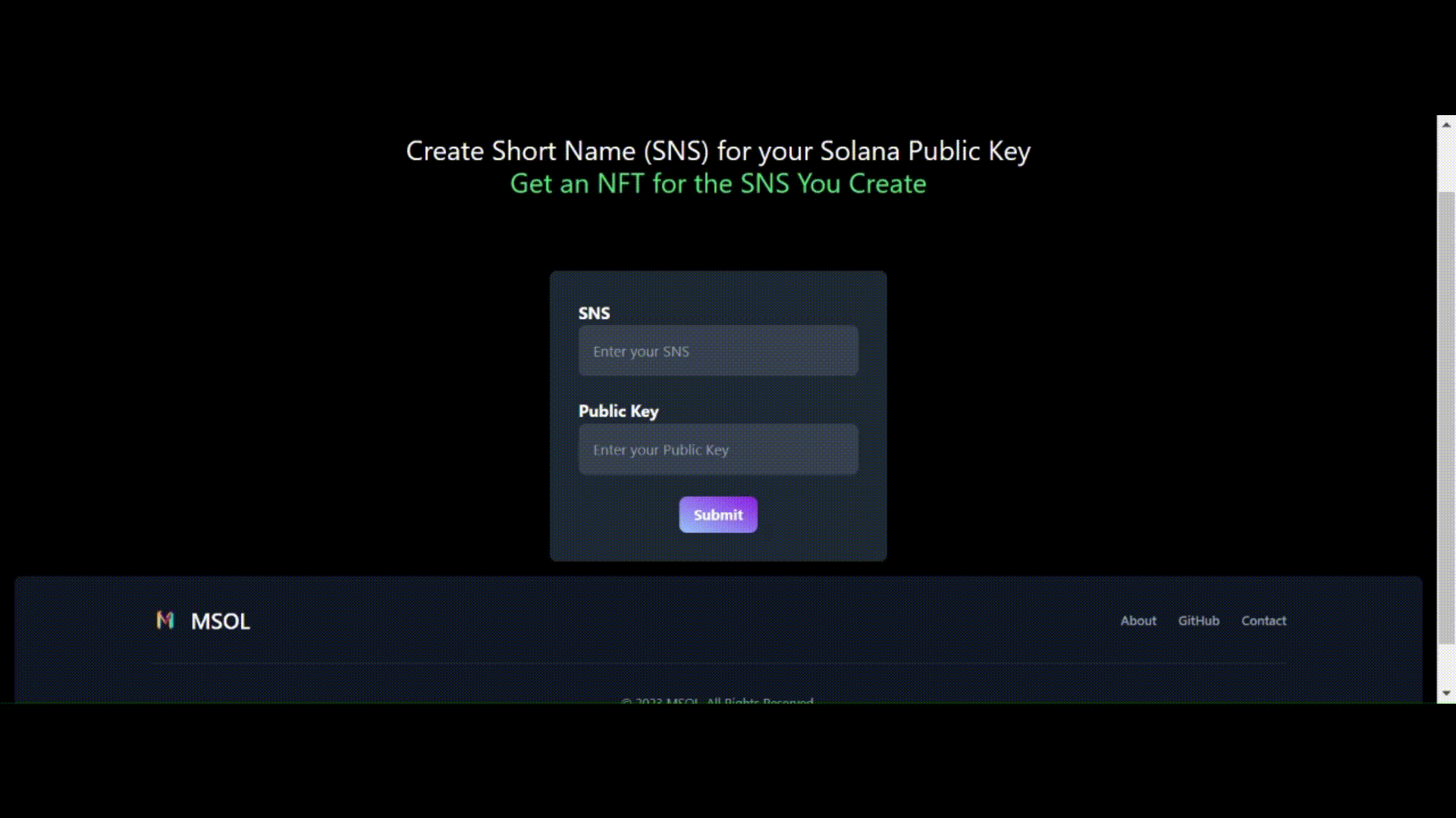 GitHub - WilfredAlmeida/msol-sns: Create short SNS for Solana public keys